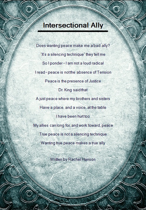 Creative Writer Rachel Hanson pens a poem “Intersectional Ally” to ...